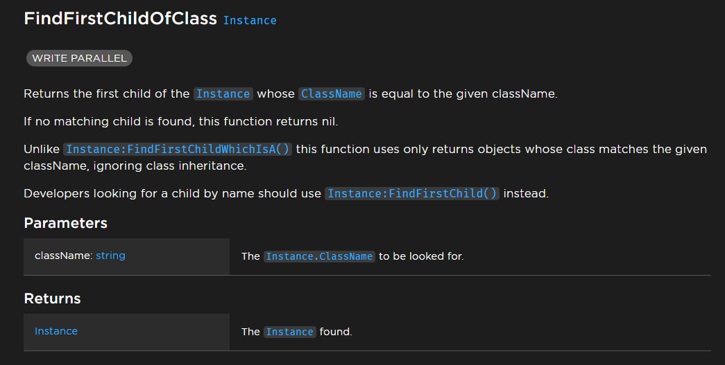 What does FindFirstChild do? - Scripting Support - Developer Forum | Roblox