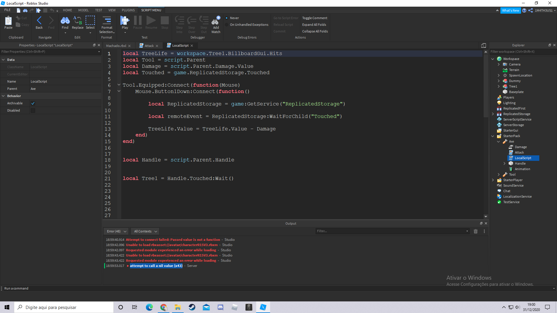 Help With Attempt To Call A Nil Value In The Output Scripting Support Developer Forum Roblox