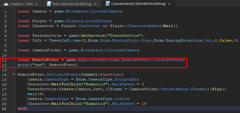 Cutscene Not Playing Yet No Errors In Scripts Scripting Support Developer Forum Roblox