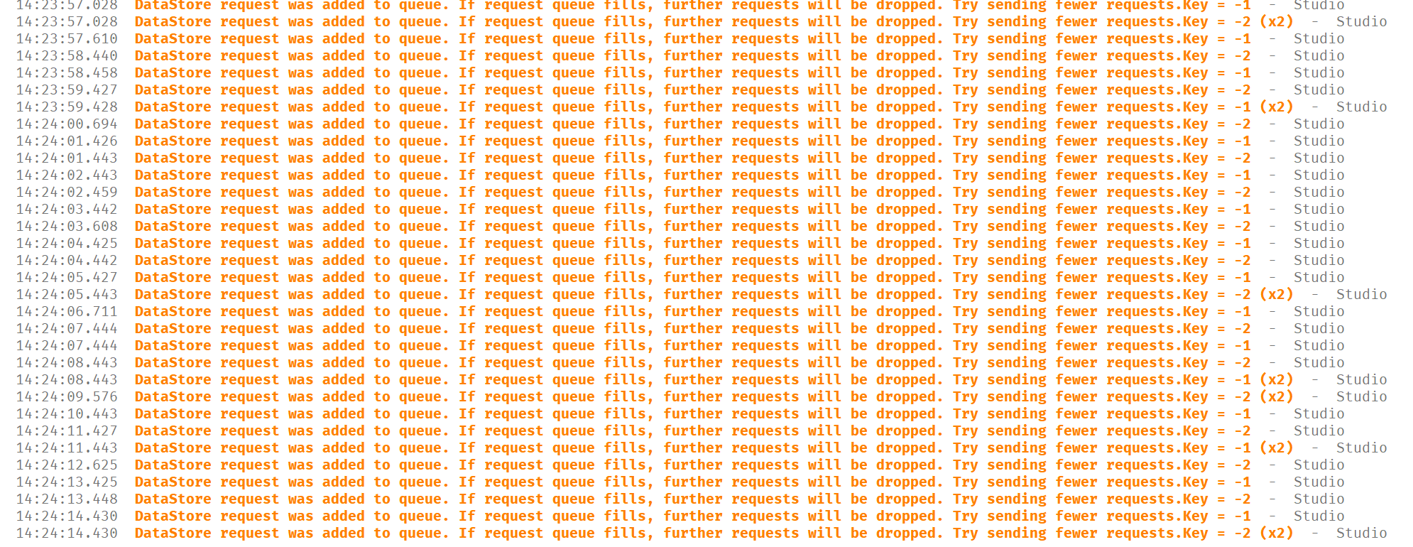 Datastore Works Fine Until It Seemingly Randomly Throws Hundreds Of Warnings Scripting Support