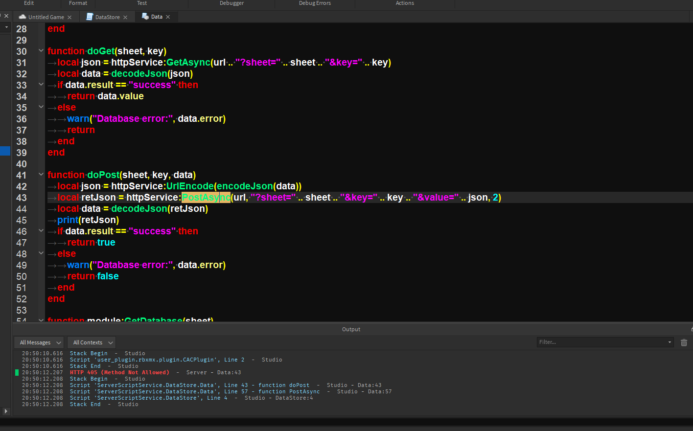 Having Some Trouble With Datastore Scripting Support Developer Forum Roblox 8228