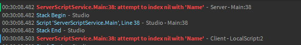 Index Nil `name`1 - Scripting Support - Developer Forum | Roblox