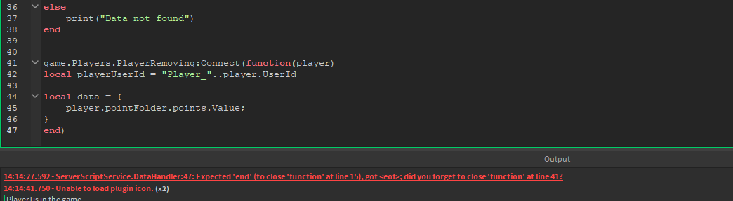 pointFolder isn't a child of Player - Scripting Support - Developer ...