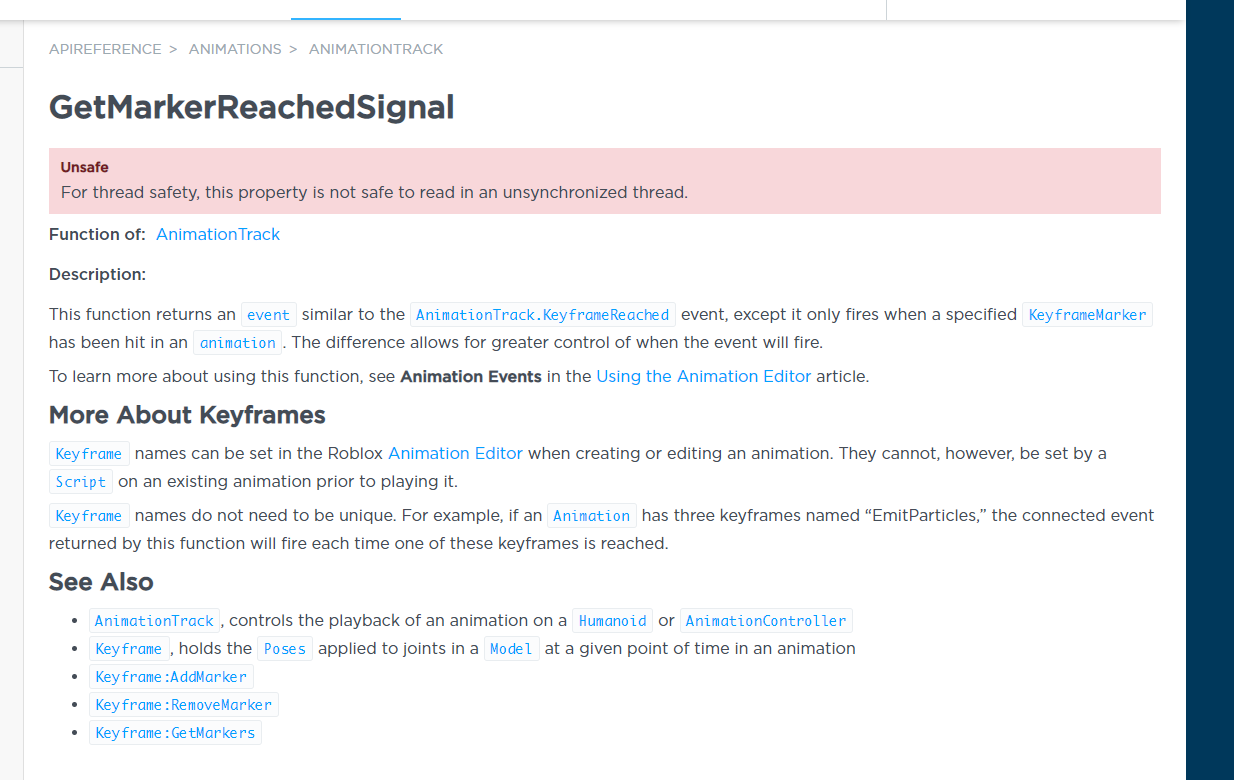 GetMarkerReachedSignal isnt firing on an animation with 1 event and at the 0:00 position ...