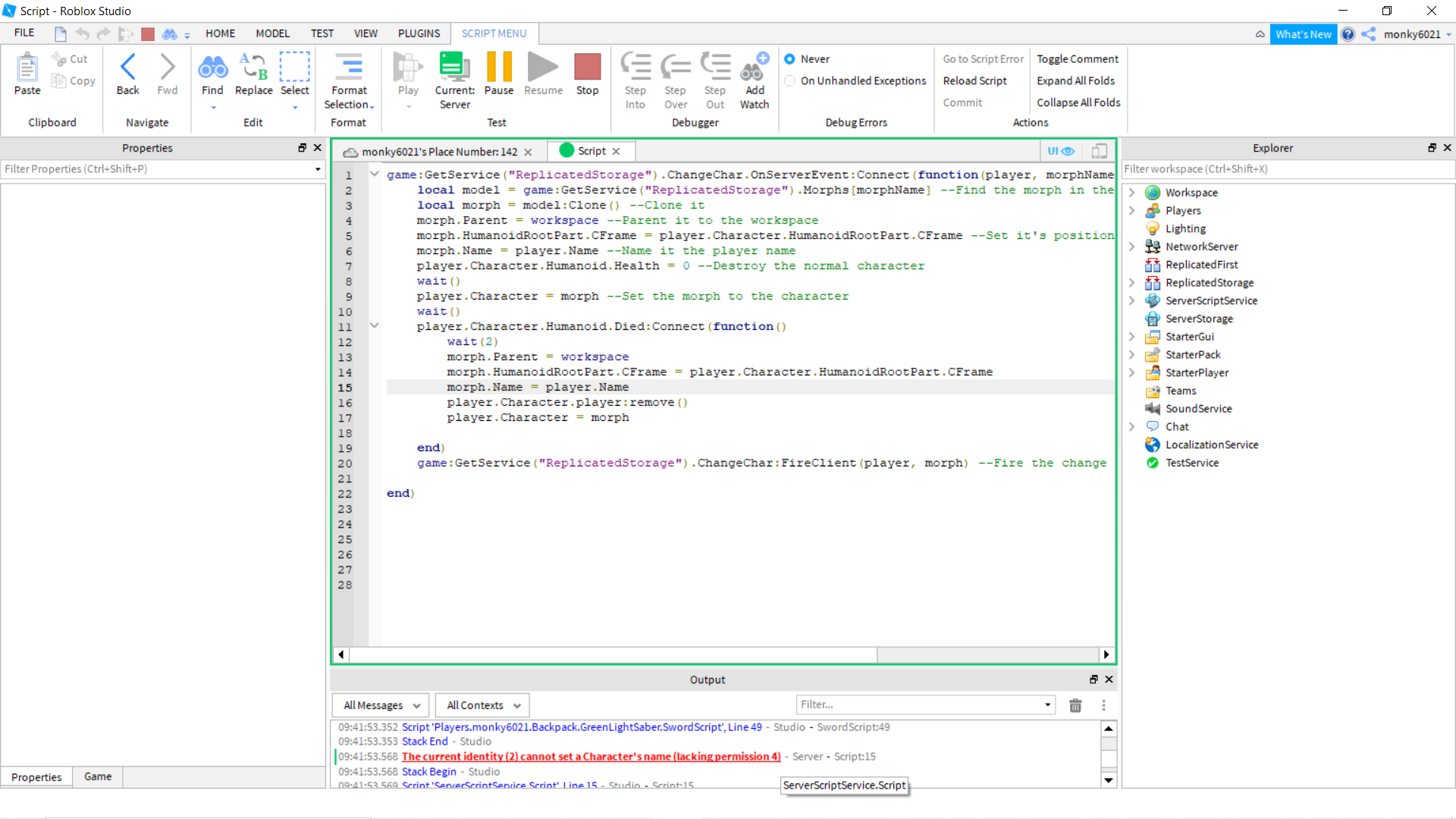 Trying to keep my morph after death - Scripting Support - Developer Forum | Roblox