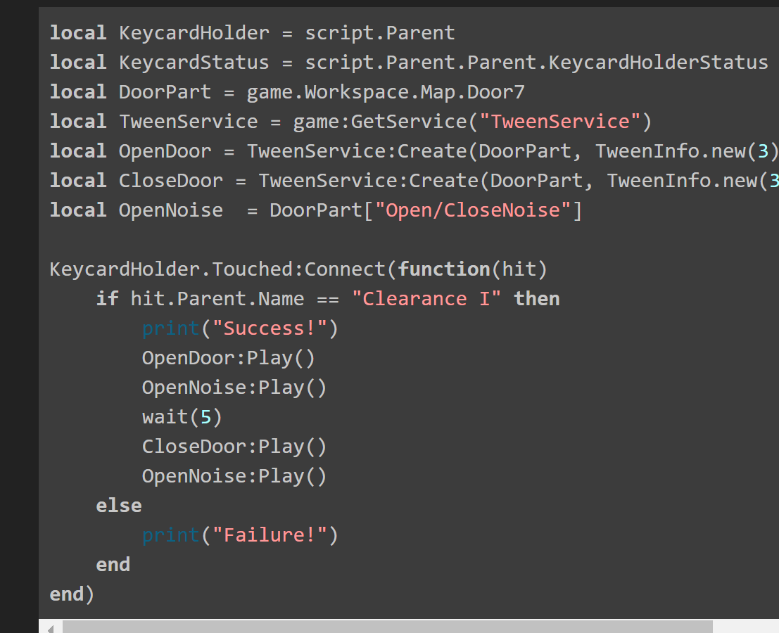 Keycard script not working - Scripting Support - Developer Forum | Roblox