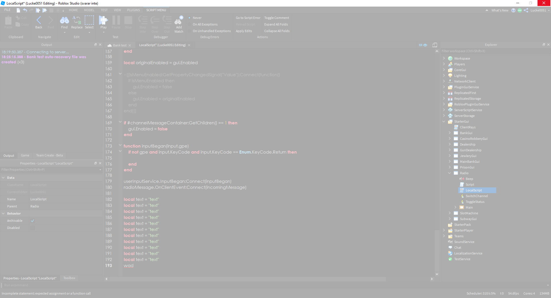 Studio gets slow and unresponsive when typing in Script Editor on ...