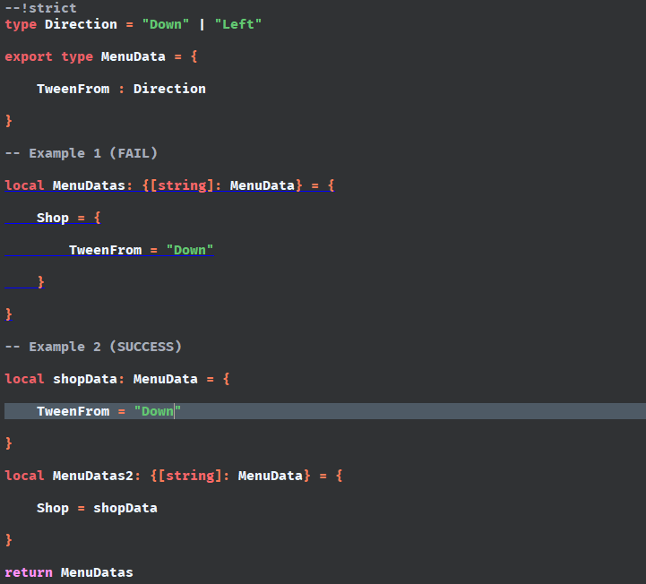 Type Check Failing for Singleton String Type? - Scripting Support - Developer Forum | Roblox