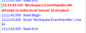 Local 'mouse' is a nil value - Scripting Support - Developer Forum | Roblox
