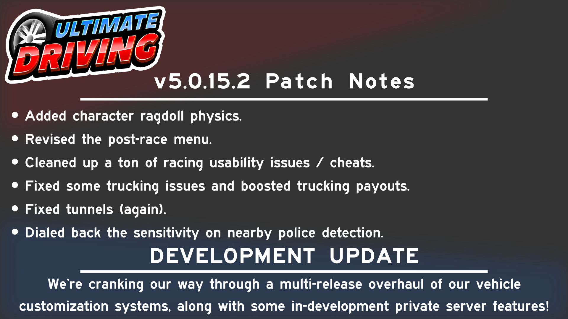 Ultimate Driving Updates - Bulletin Board - Developer Forum | Roblox