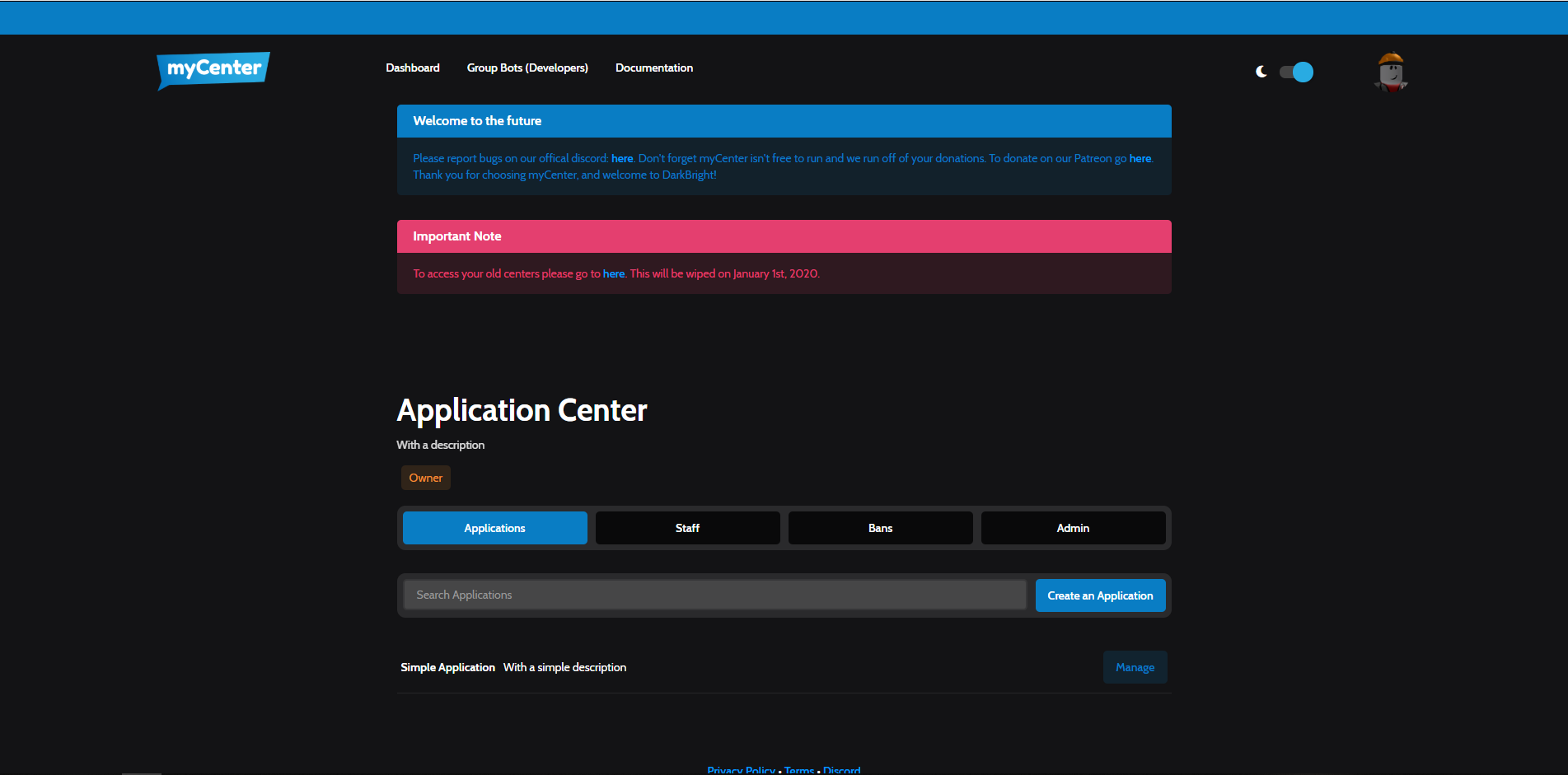 myCenter | Version 5 | The Future of Application Centers | Free | Quiz Mode | Discord & Roblox ...