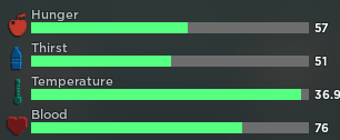 Haven't found a decent Health, Hunger, Thirst, and Temp. System ...