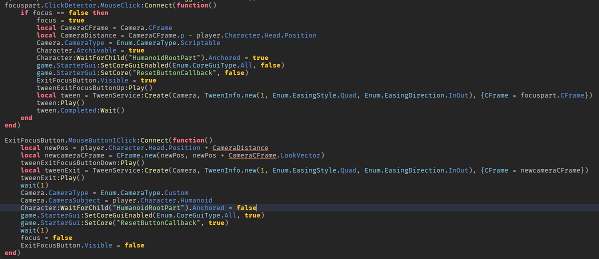 Camera Tweening Dont Go Back To The Player Normally Scripting Support Developer Forum Roblox 