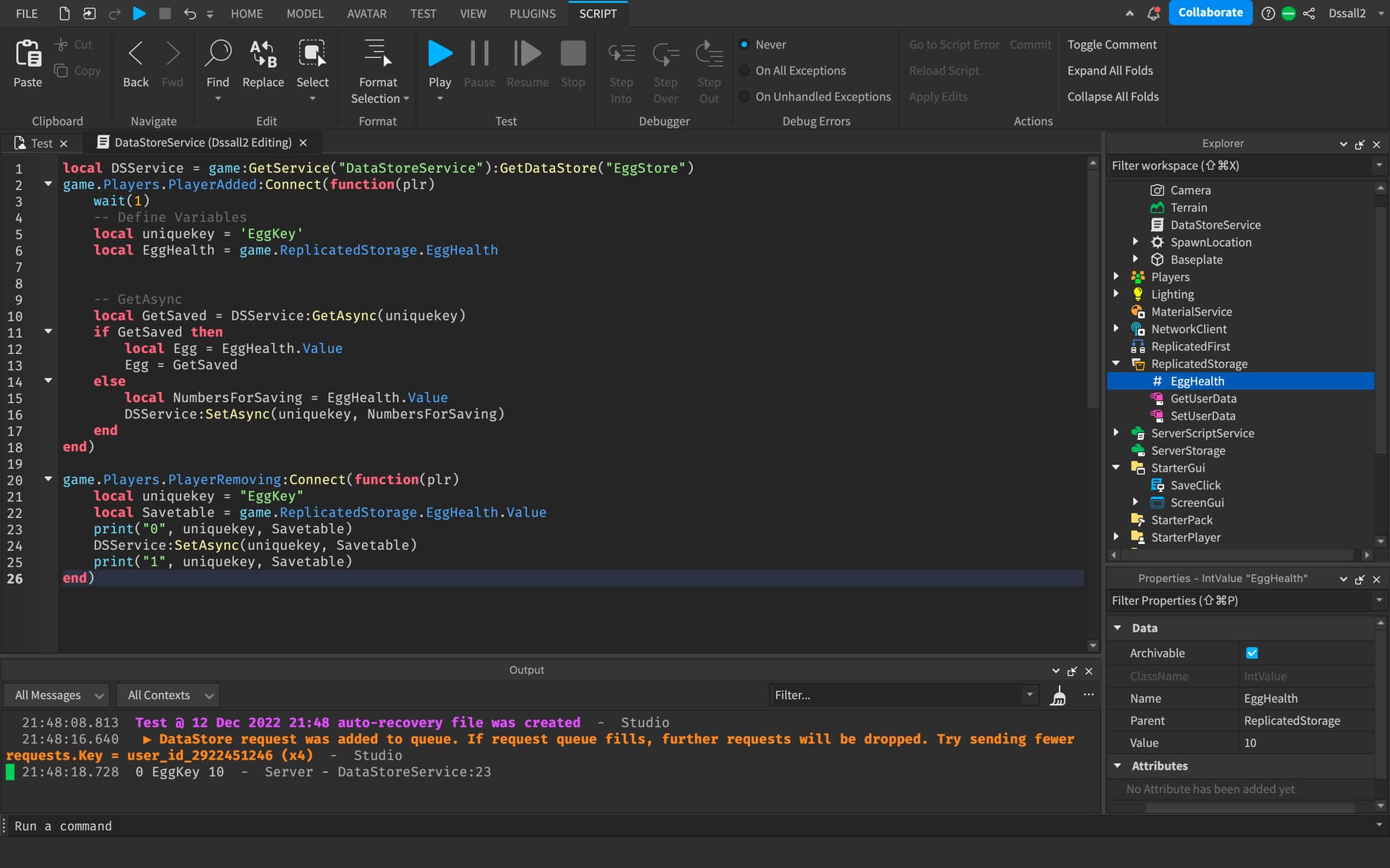SetAsync DataStore not working - Scripting Support - Developer Forum ...
