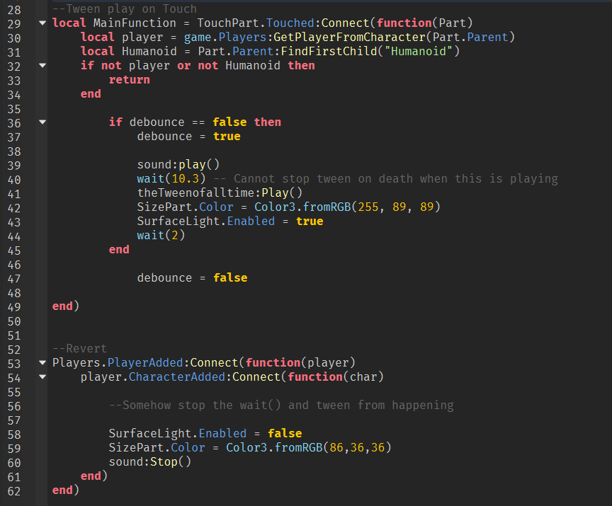 Rising Lava Tween not stopping on death due to a wait() - Scripting ...