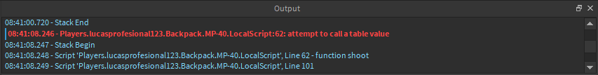 Raycasting Attempt To Call A Table Value Scripting Support Developer Forum Roblox 