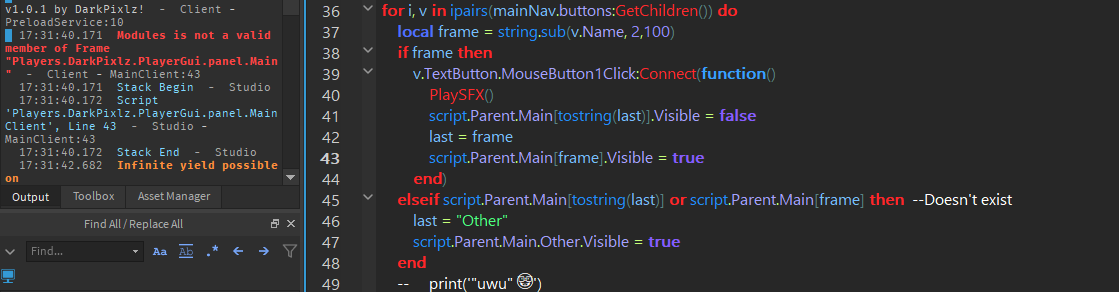Way to find if a frame doesn't exist - Scripting Support - Developer Forum | Roblox