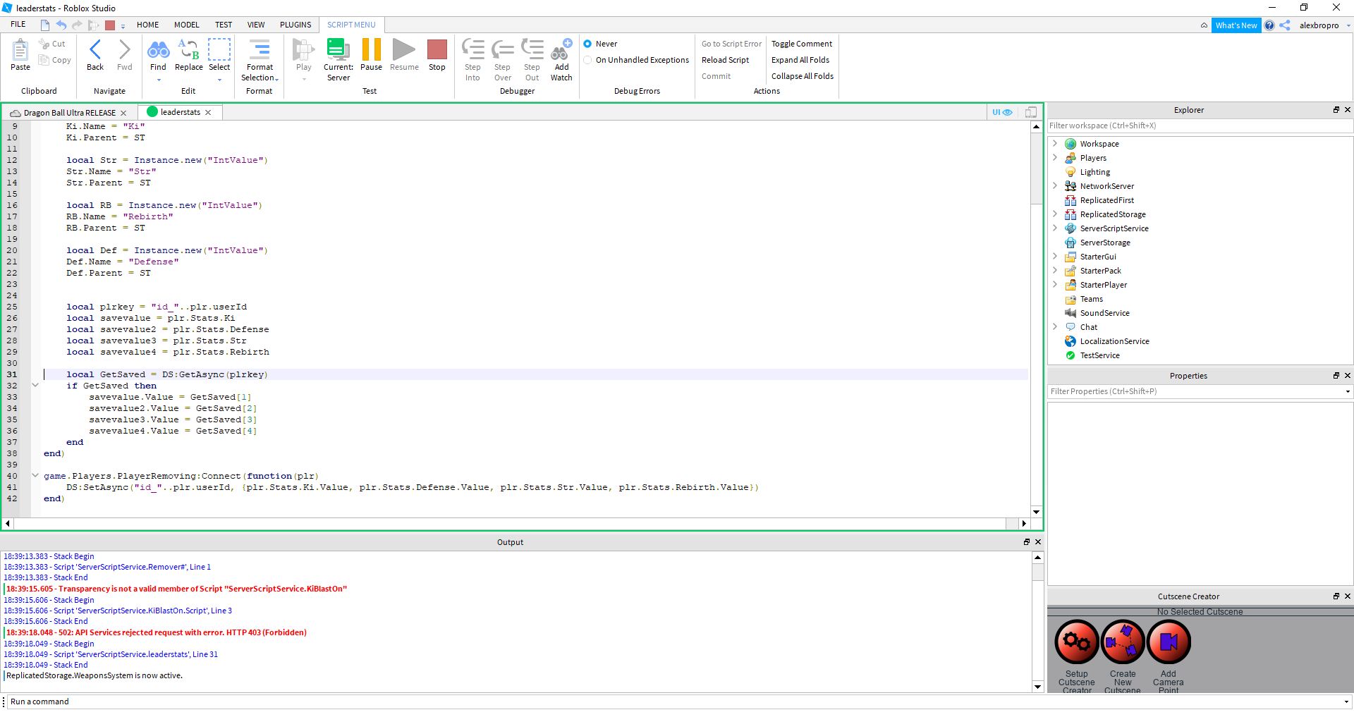 Datastore isnt loading - Scripting Support - Developer Forum | Roblox