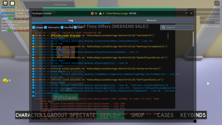 Excessive Lag And Infinite Yield Possible Scripting Support Developer Forum Roblox