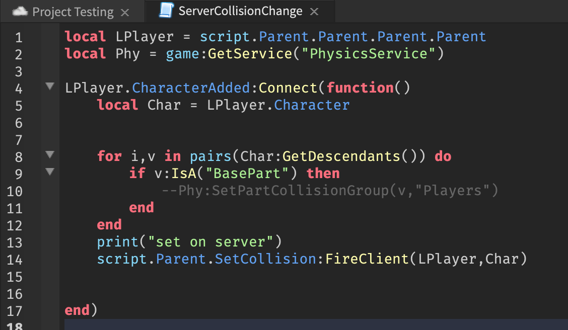 I cant change player collision on client side? - Scripting Support - Developer Forum | Roblox