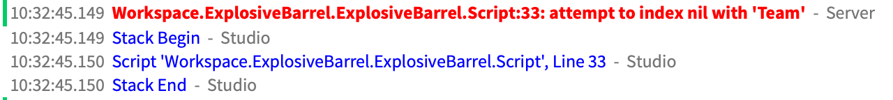 Attempt to index nil with "Team" - Scripting Support - Developer Forum | Roblox