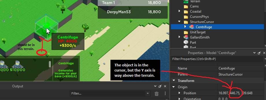 Object Wont Place Correctly On The Right Y Axis Scripting Support Developer Forum Roblox 1750