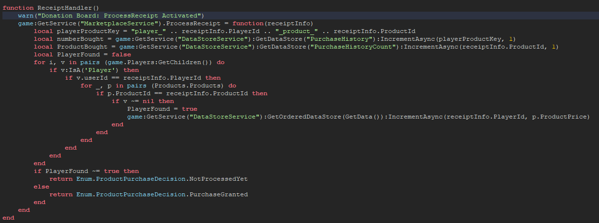 Receipt Call Back Function - Scripting Support - Developer Forum | Roblox