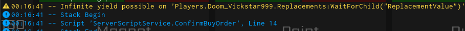 Got Infinite Yield Possible On Error Scripting Support Developer Forum Roblox