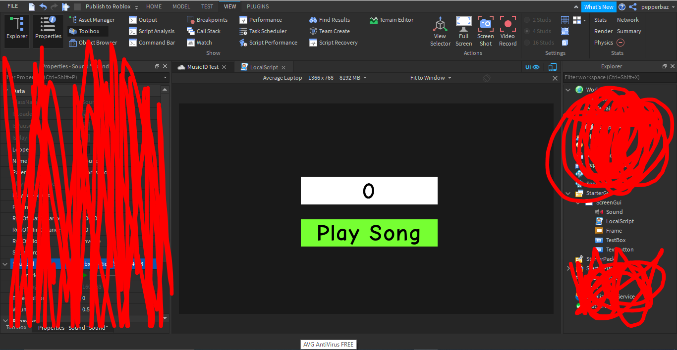 Gui to play music not working - Scripting Support - Developer Forum | Roblox