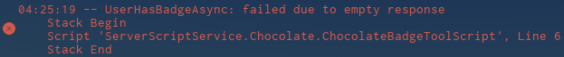 UserHasBadgeAsync failed due to empty response - Scripting Support ...