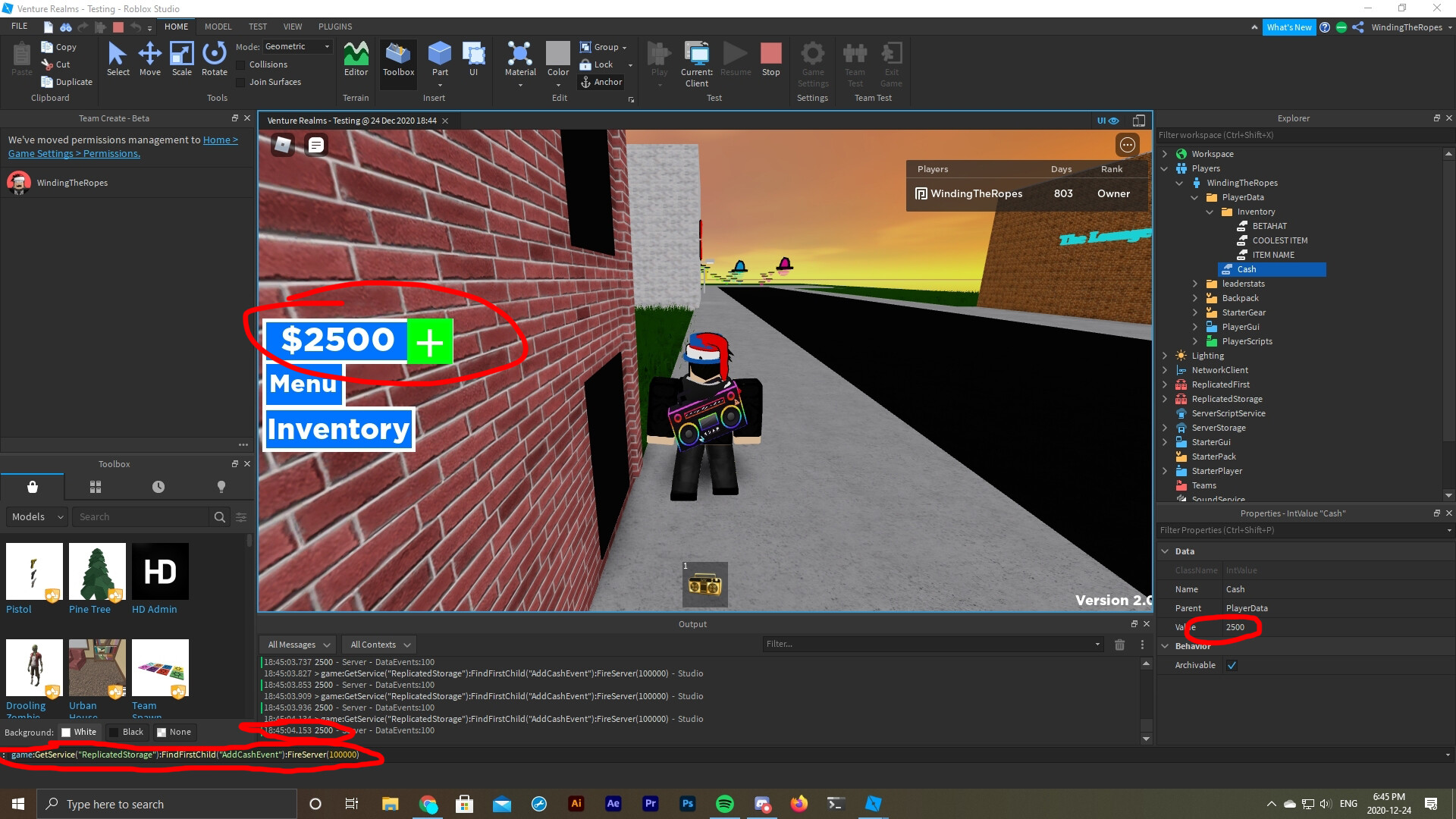 Cash system not adding to intvalue in remote event - Scripting Support - Developer Forum | Roblox