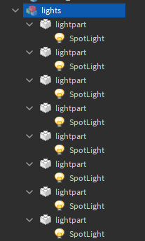 Script for turning on all lights within a model doesn't work ...