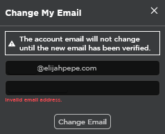 Account settings rejects email addresses with custom domains - Website ...