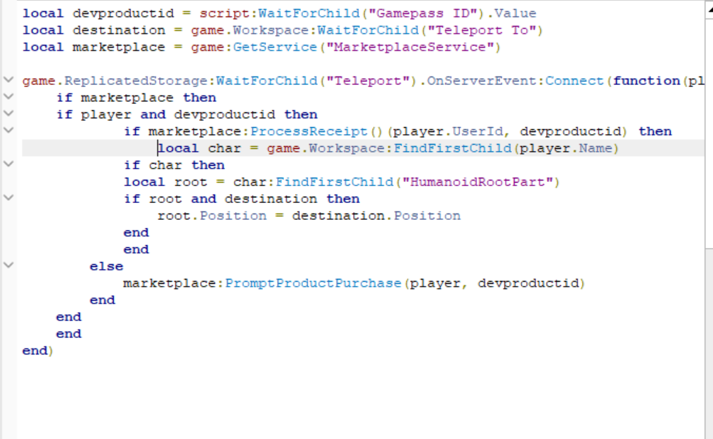 My Script For Teleporting Dev Product Doesnt Work Scripting Support 9416