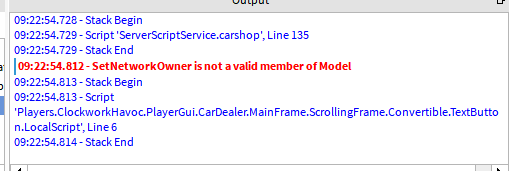 SetNetworkOwner is not a valid member of model - Scripting Support - Developer Forum | Roblox