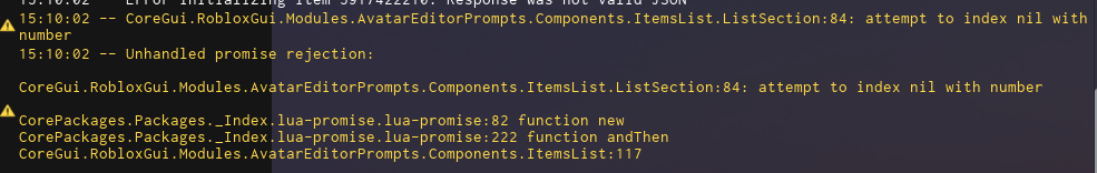 CoreGui Avatar Editor's confirmation prompt errors and gets stuck ...