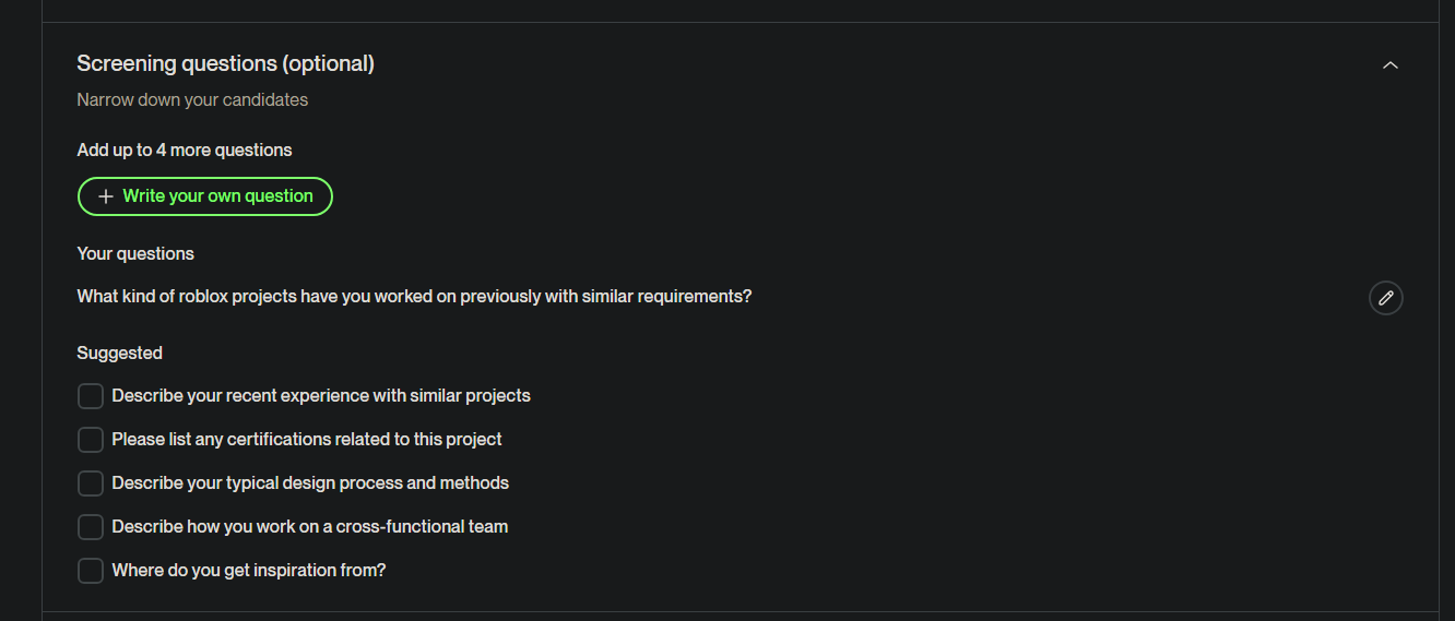 Allow job posters to post an actual application form/screening ...