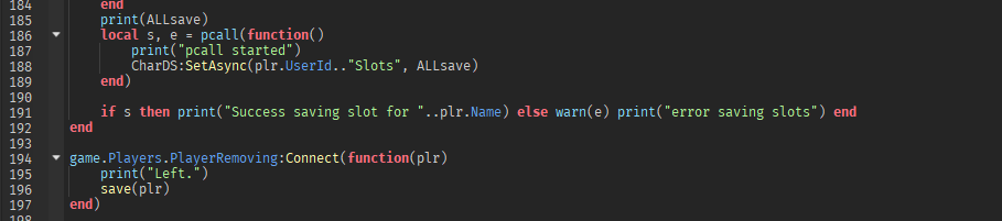 Saving datastore error (saving tables) - Scripting Support - Developer ...