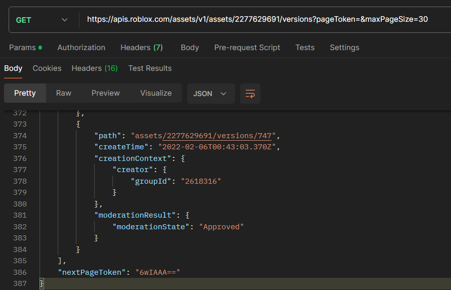 HTTP 504 when trying to get a page of 40+ version infos with assets ...