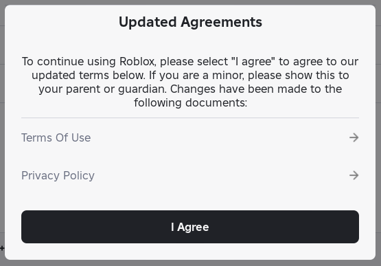 TOS agreement repeatedly shows up asking me to accept TOS - Roblox ...