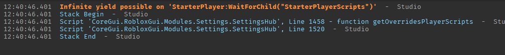 Renaming StarterPlayerScripts is causing CoreGui Infinite yield error - Studio Bugs - Developer ...