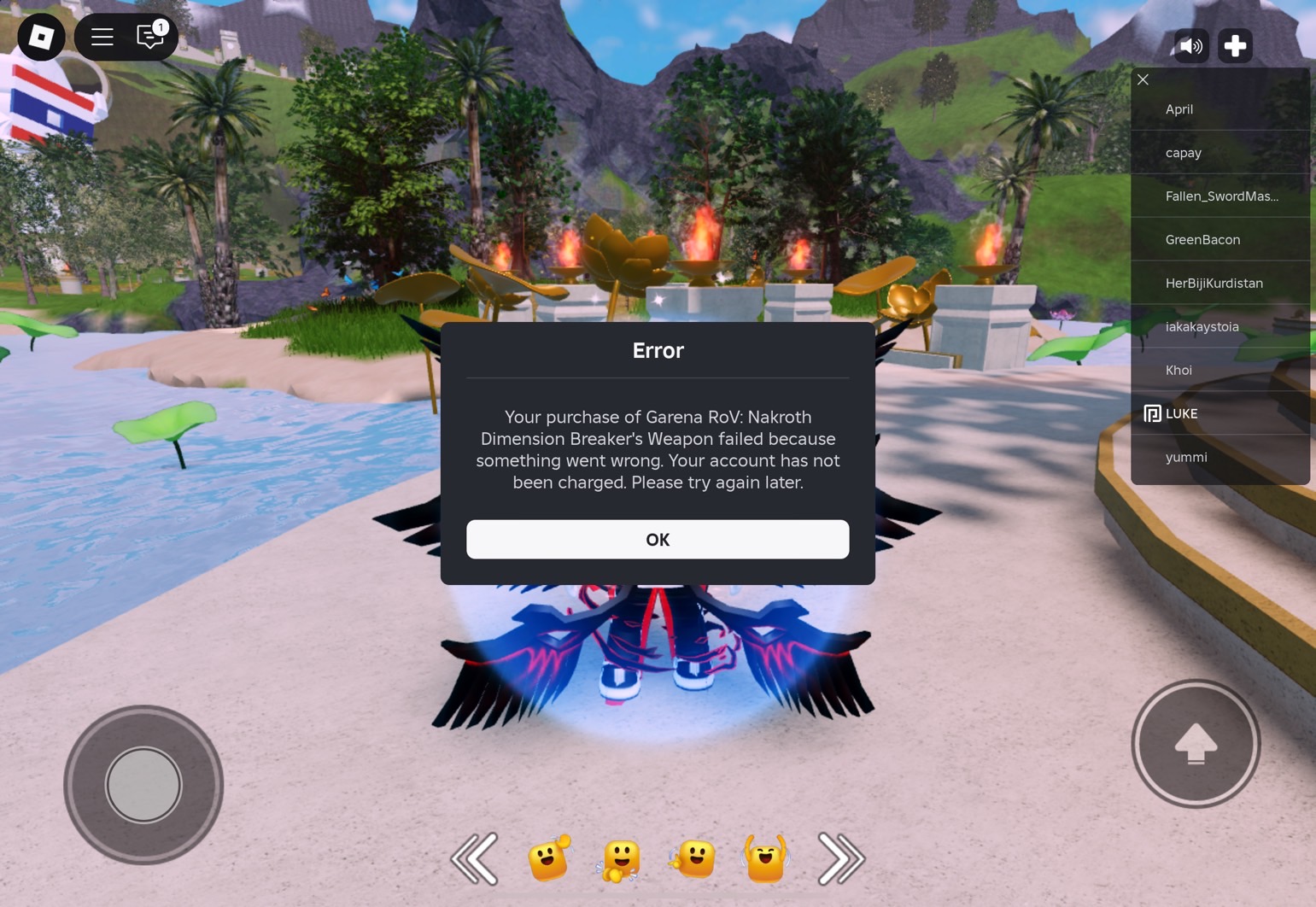 "Your purchase of [ITEM] failed because something went wrong. Your account has not been charged ...