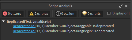 Some deprecated GuiObject APIs aren't marked in Studio, blocking DeprecatedApi lint - Studio ...