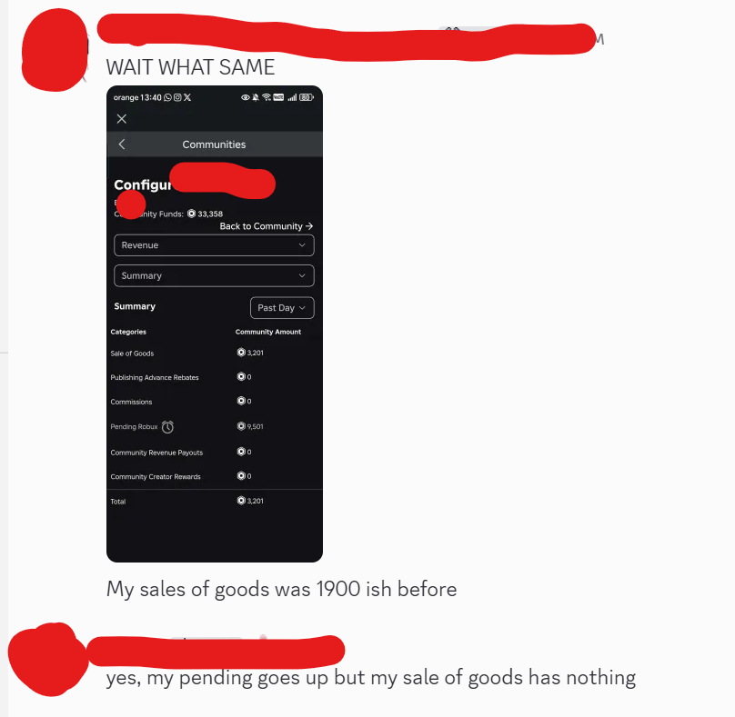 Pending robux isnt coming into my group/community funds / sales of ...