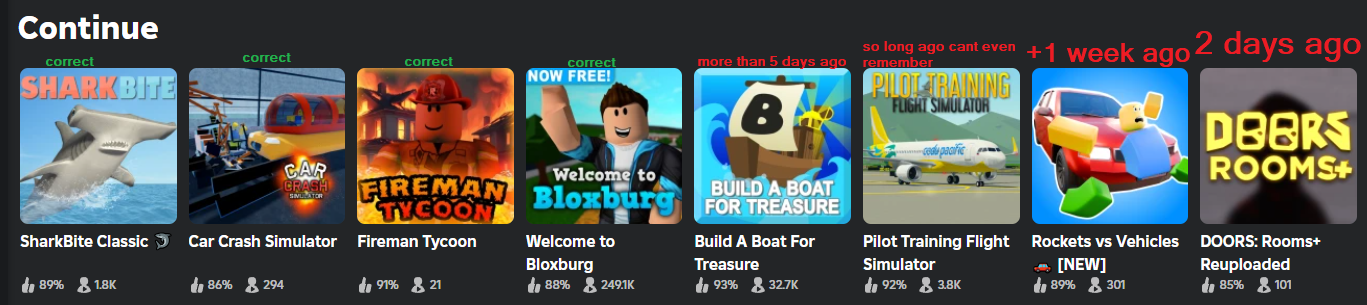'Continue' games list in Home page not working - Platform Usage Support ...