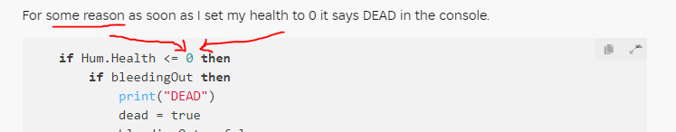 Instantly printing "DEAD" - Scripting Support - Developer Forum | Roblox