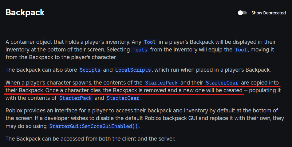 What Happens to Tools in the Backpack During a Character Reset? - Scripting Support - Developer ...