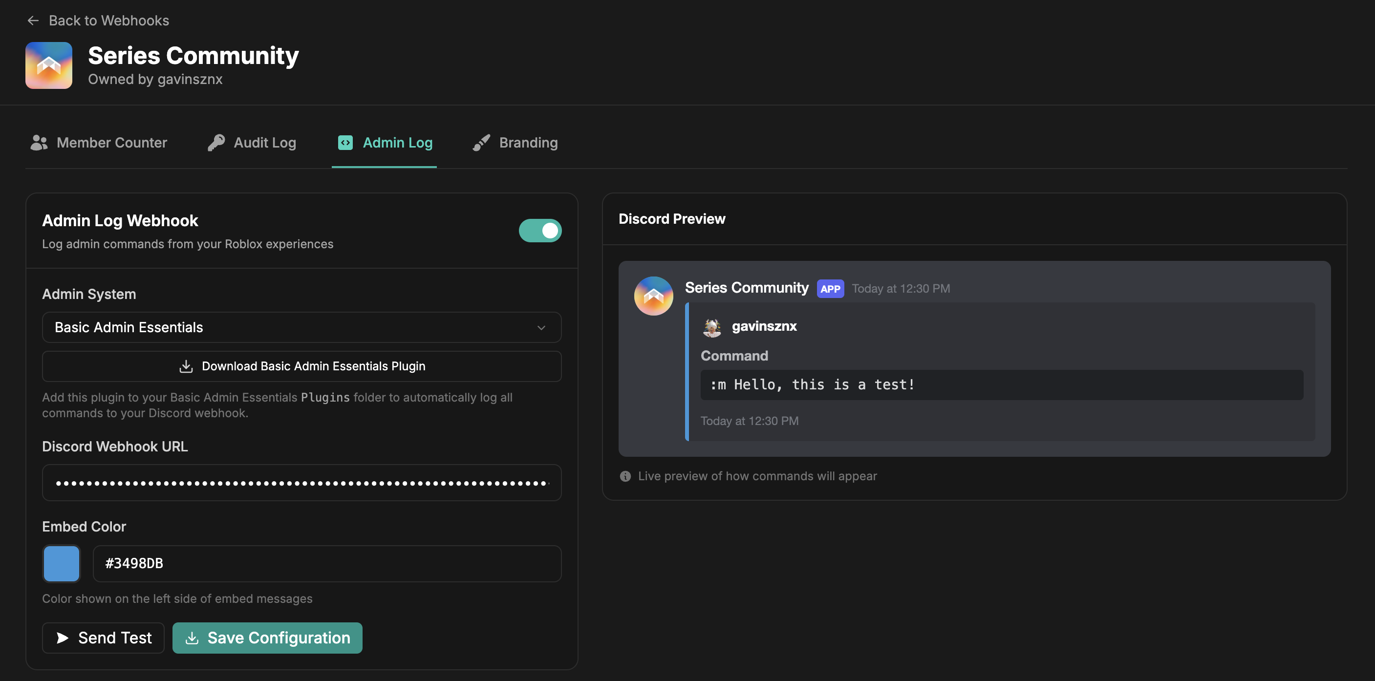 Series Webhooks | Discord webhooks for Roblox groups and experiences ...