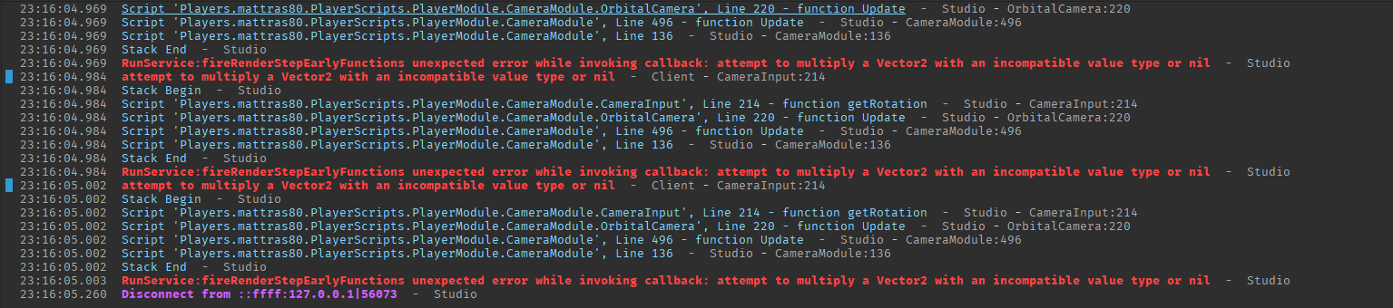 Setting Player S Camera To Orbital Causes A Runservice Error In The Cameramodule [resolved