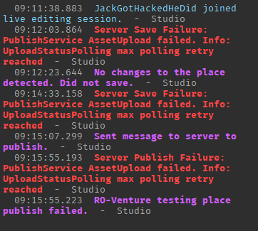 Unable to Save or Publish Games in Studio (Started 8:51 AM EST) – Major ...